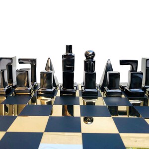 The Modern Series Metal Chess Set 3.25" Chess Pieces With 14" X 14 ...