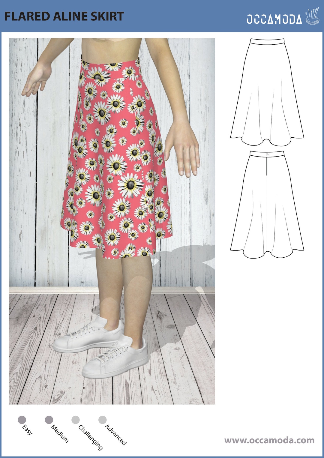 Skirt Sewing Pattern, Basic Aline Skirt, Sizeus 14&16 and 18UK 18,20 ...