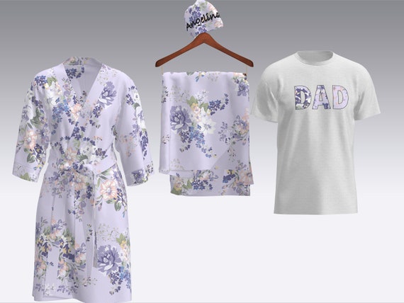 Lilac Floral Hospital Delivery Set Robe Swaddle Set Family - Etsy