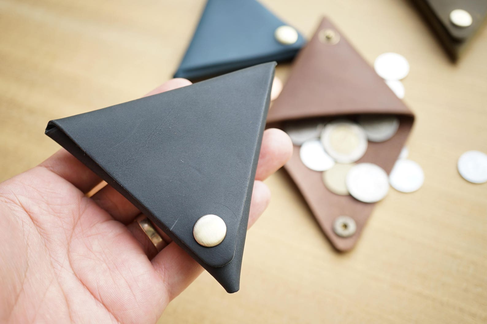 Leather Triangle Coin Pouch, Coin Wallet, Coin Purse - Etsy