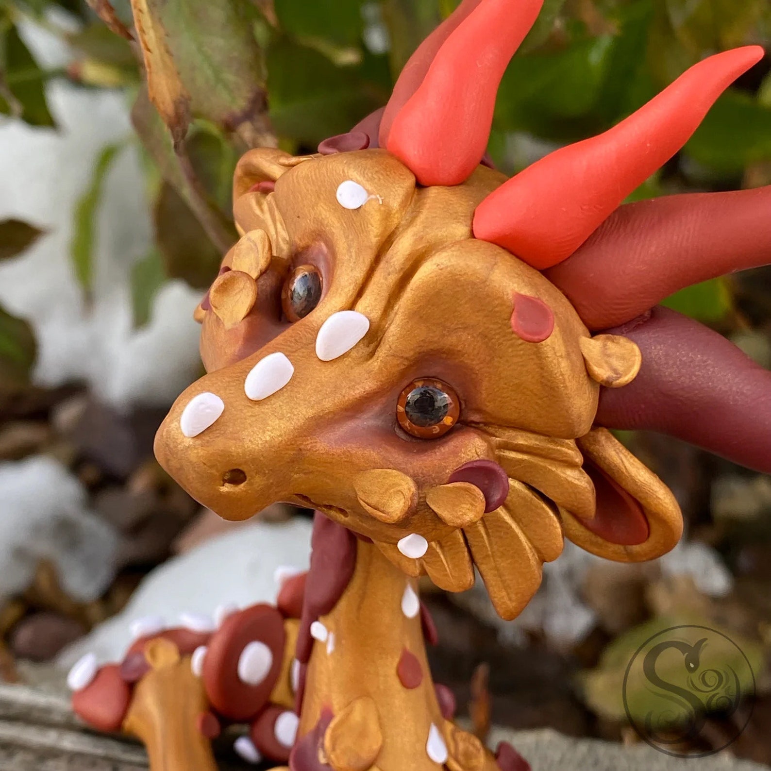 Gold and Red Polymer Clay Dice Dragon - Etsy