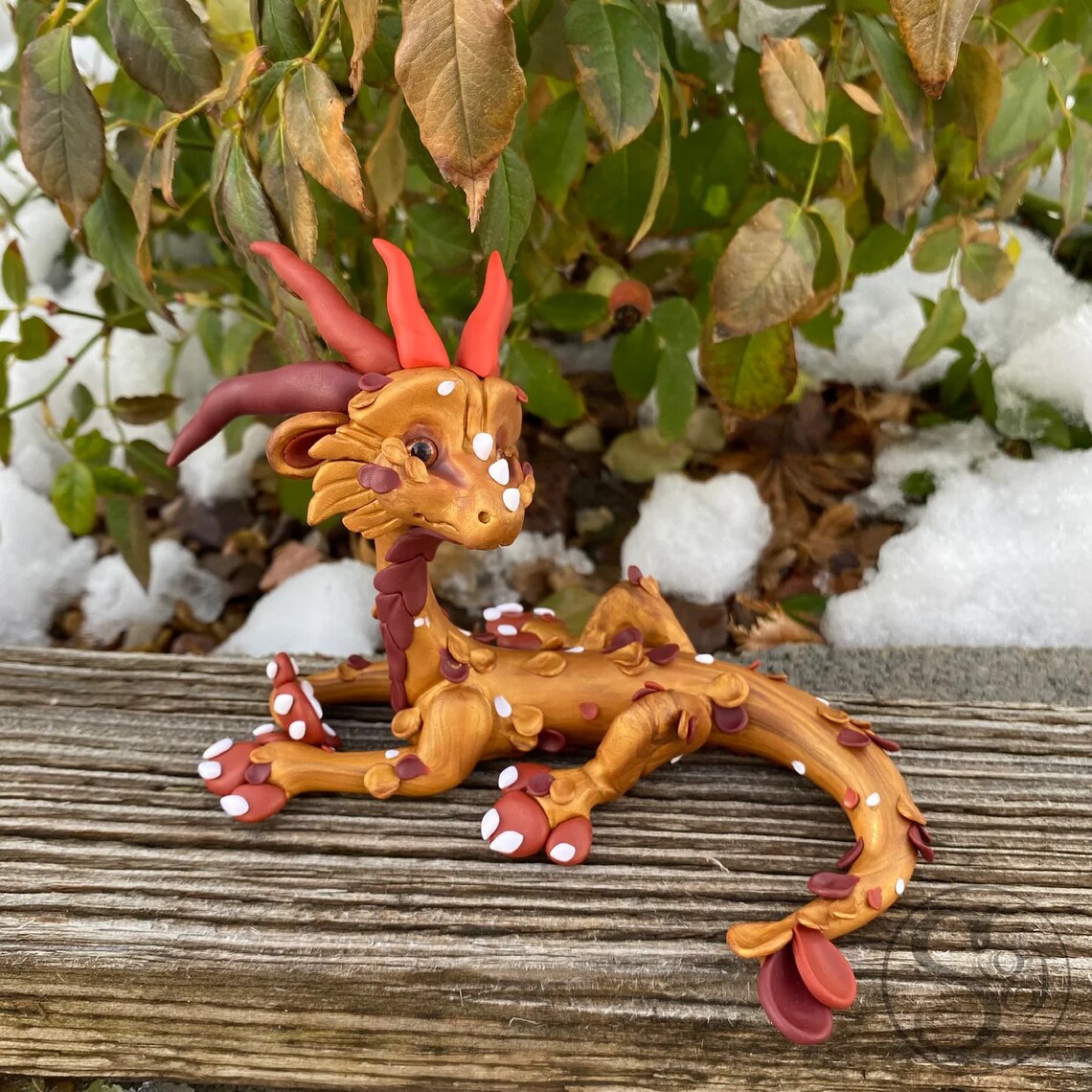 Gold and Red Polymer Clay Dice Dragon - Etsy