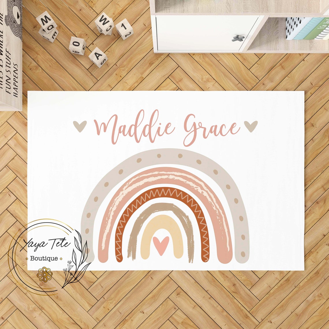 Personalized Round Rainbow Rug Retro Rainbows Playroom - Etsy