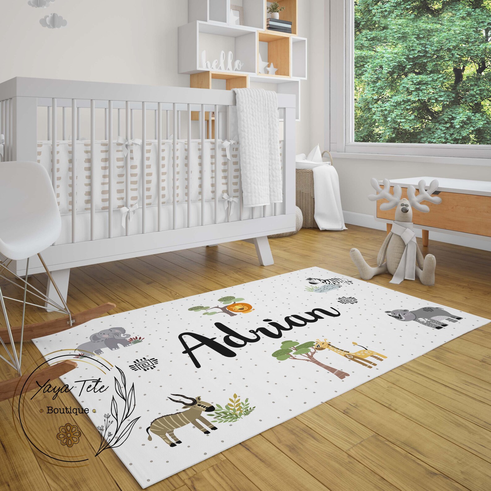 Personalized Safari Round Rug Jungle Carpet Monogrammed | Etsy