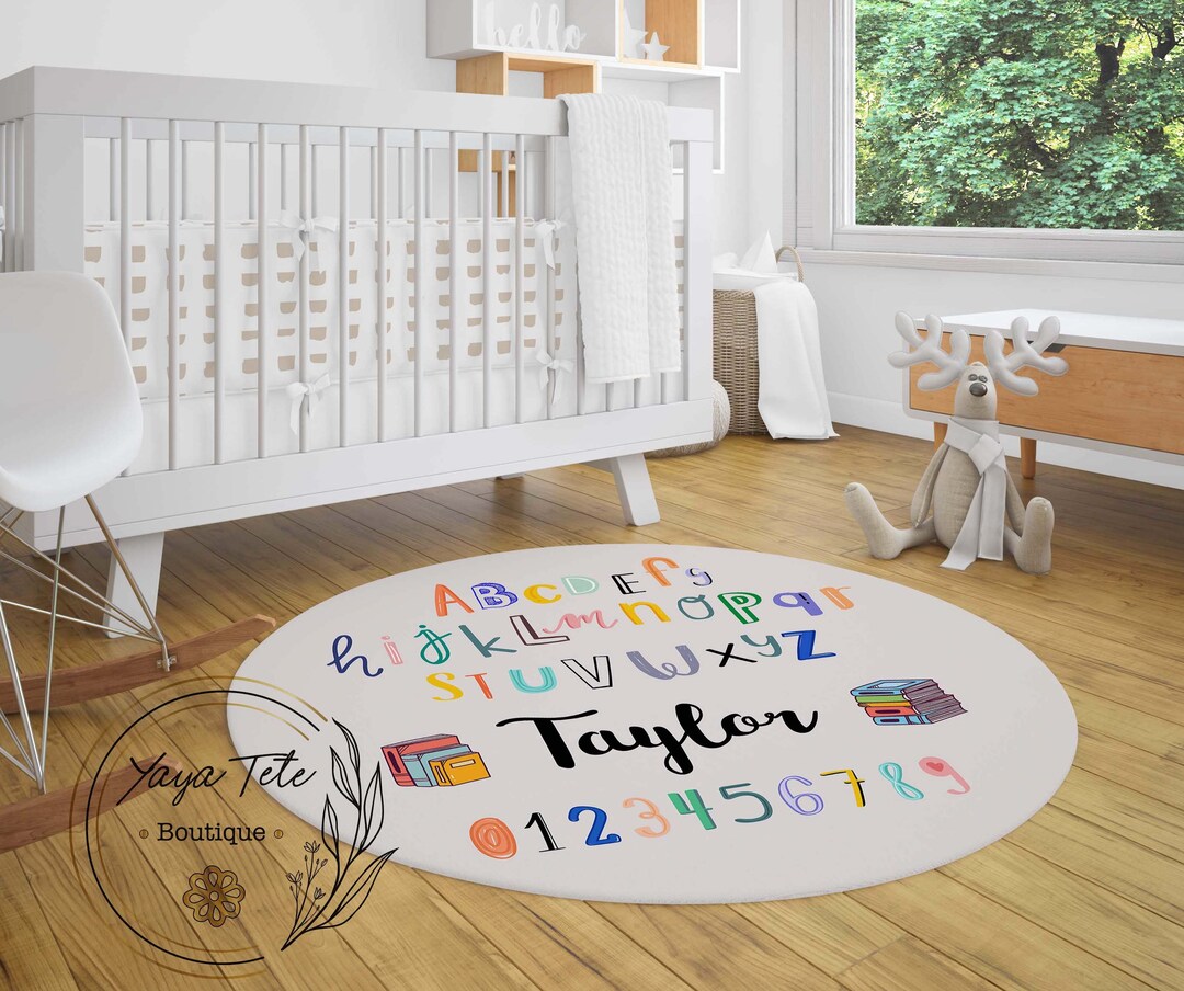 Personalized Round ABC Rug, Alphabet Nursery Decor, Monogrammed ...