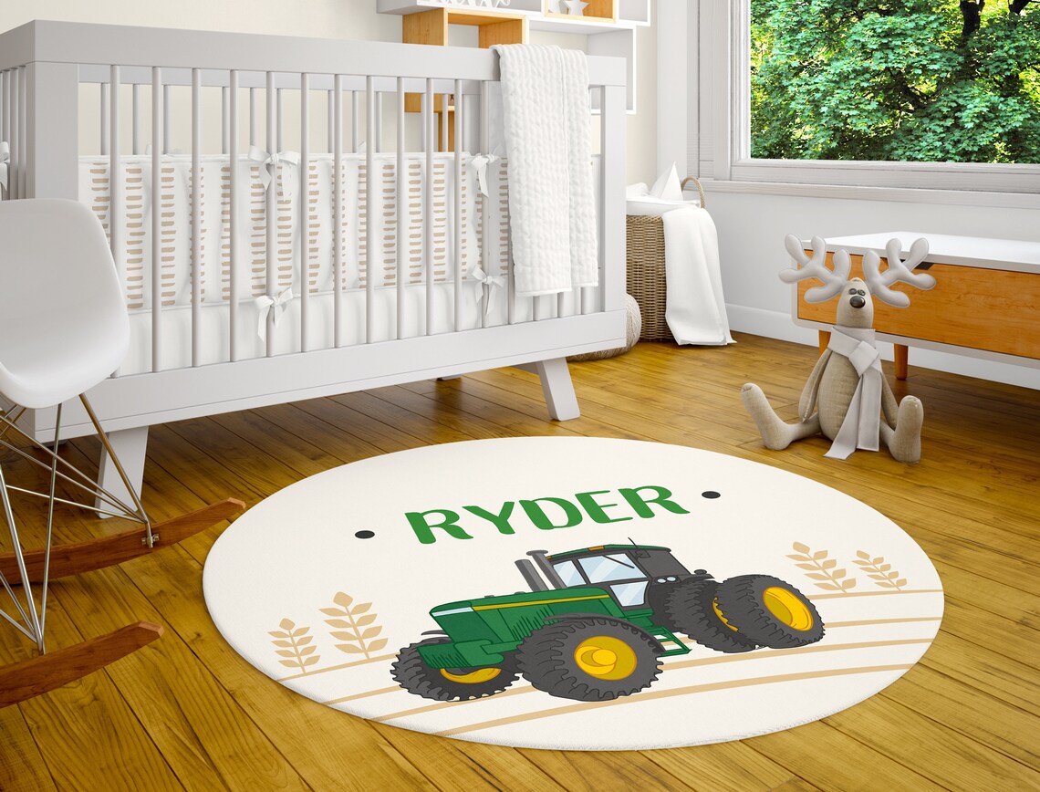 Personalized Tractor Rug Monogrammed Playroom Mat Customized | Etsy