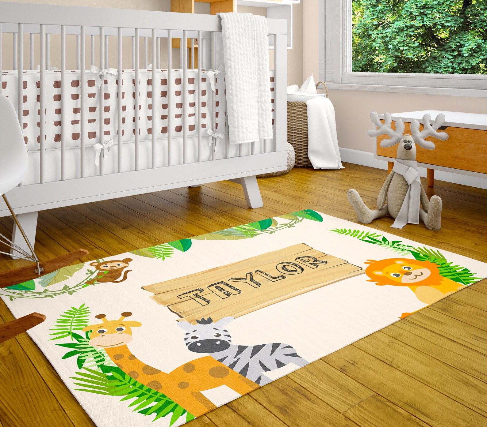 Personalized Rug Jungle Room Mat Monogrammed Playroom Rug | Etsy