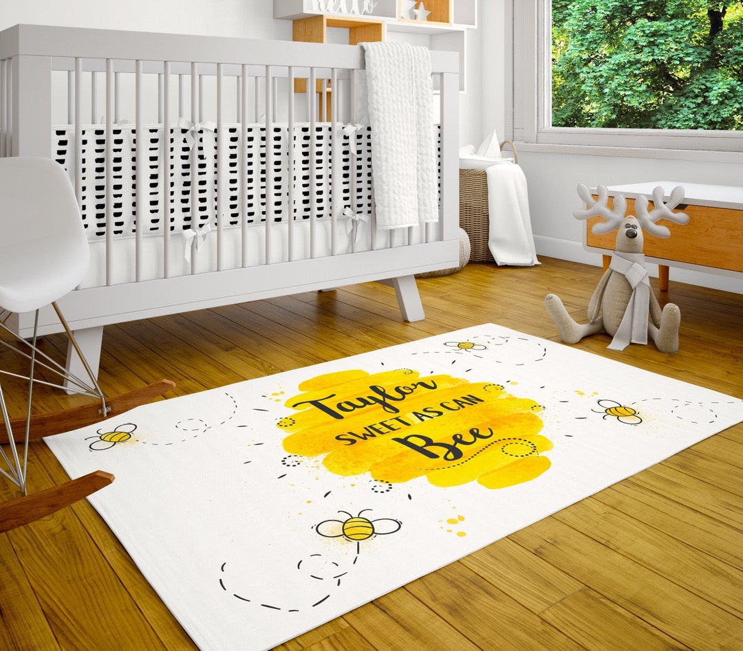 Personalized Rug, Bumblebee Playroom Rug, Customized Nursery Carpet ...