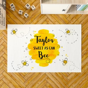 Personalized Rug, Bumblebee Playroom Rug, Customized Nursery Carpet ...