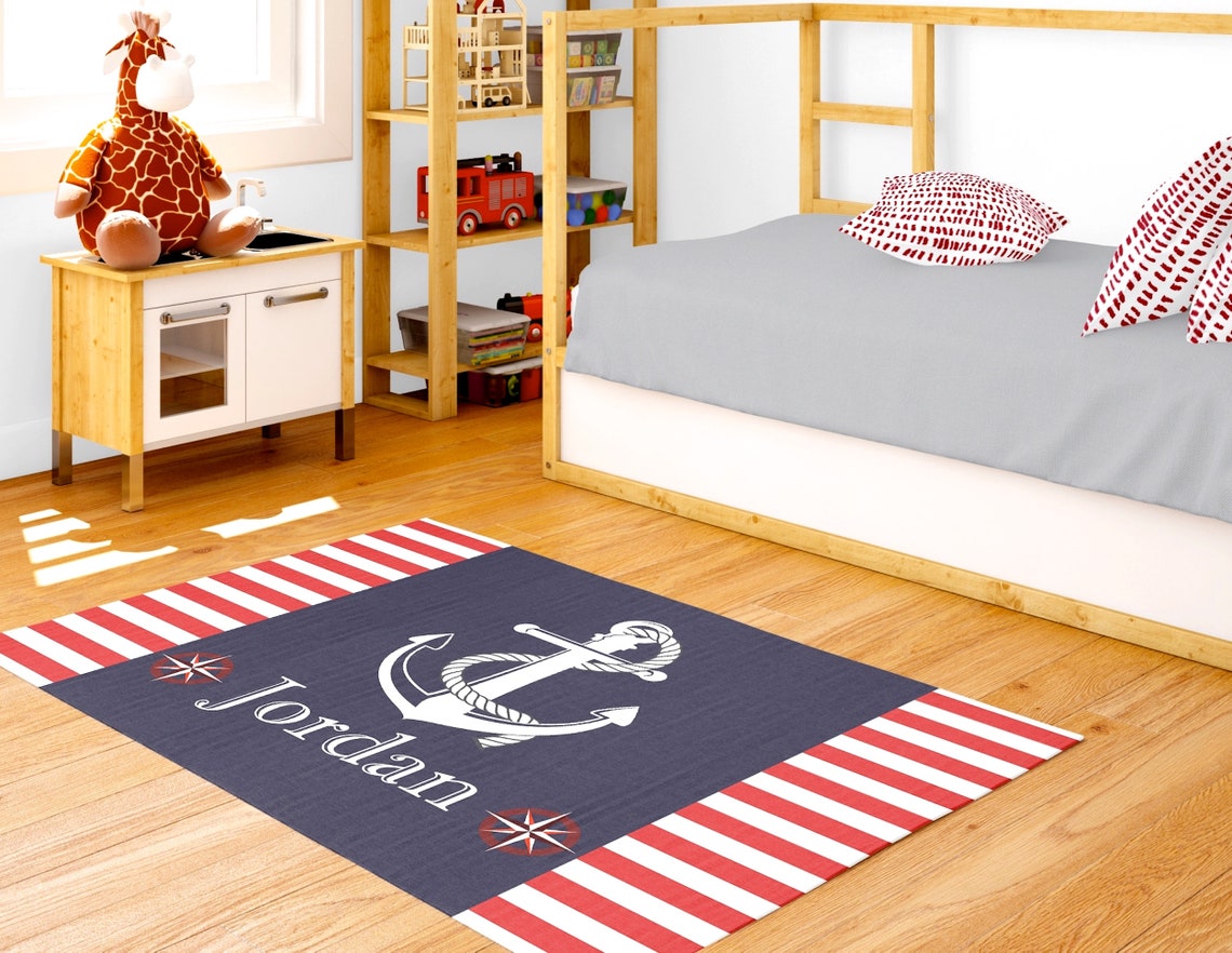 Personalized Nautical Rug Boat Baby Room Decor Customized | Etsy