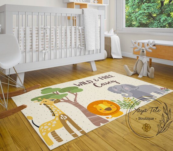 Personalized Safari Rug Jungle Room Mat Monogrammed Playroom - Etsy