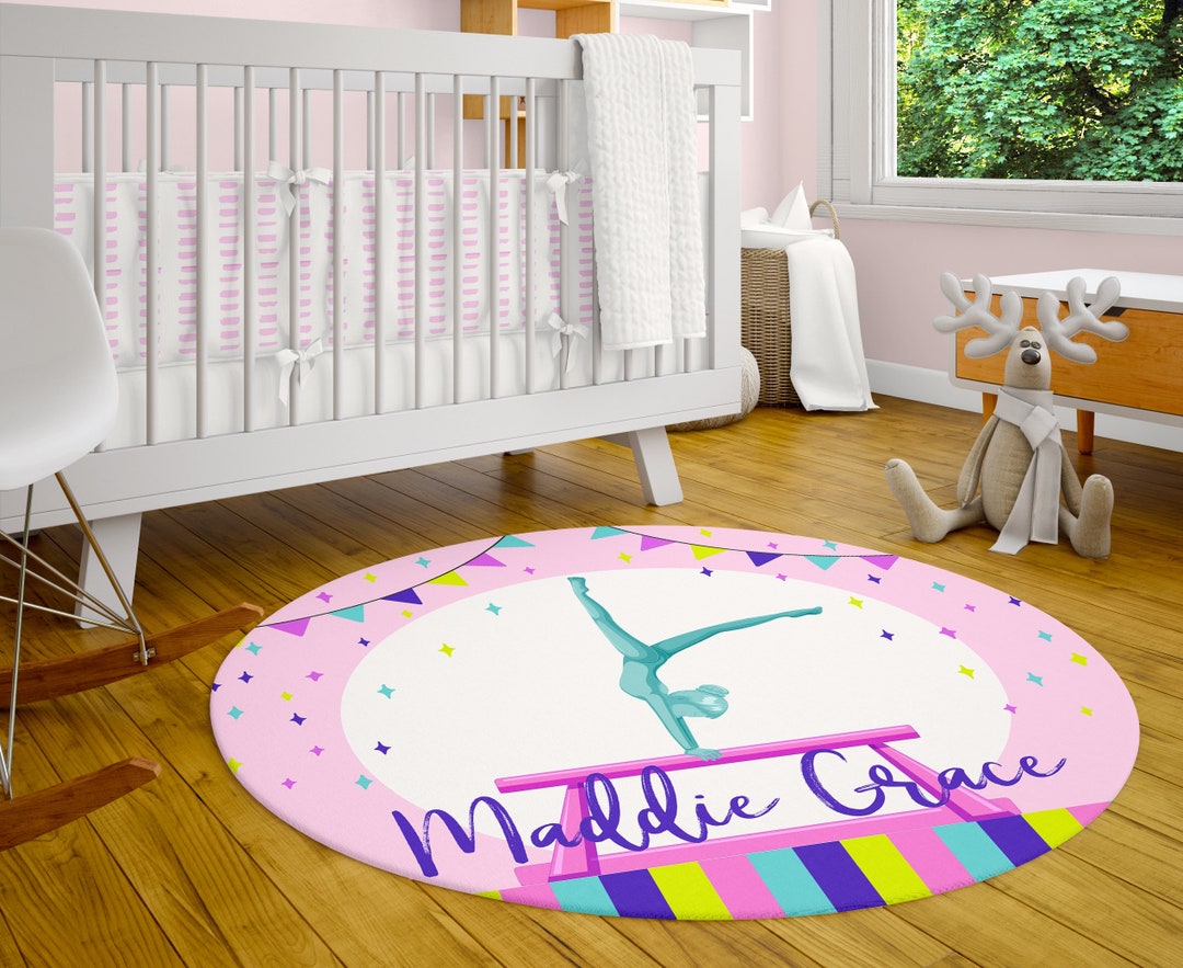 Personalized Round Rug Gymnastics Playroom Decor Customized - Etsy