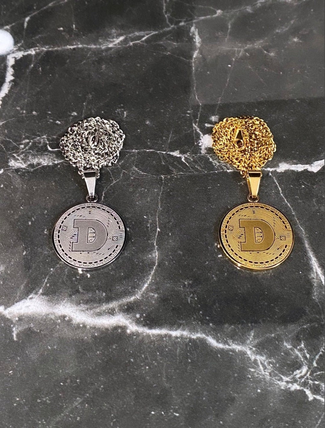 Doge Coin Necklace Chain Charm Pendant Pin Shirt Sweater Hoodie Crypto ...