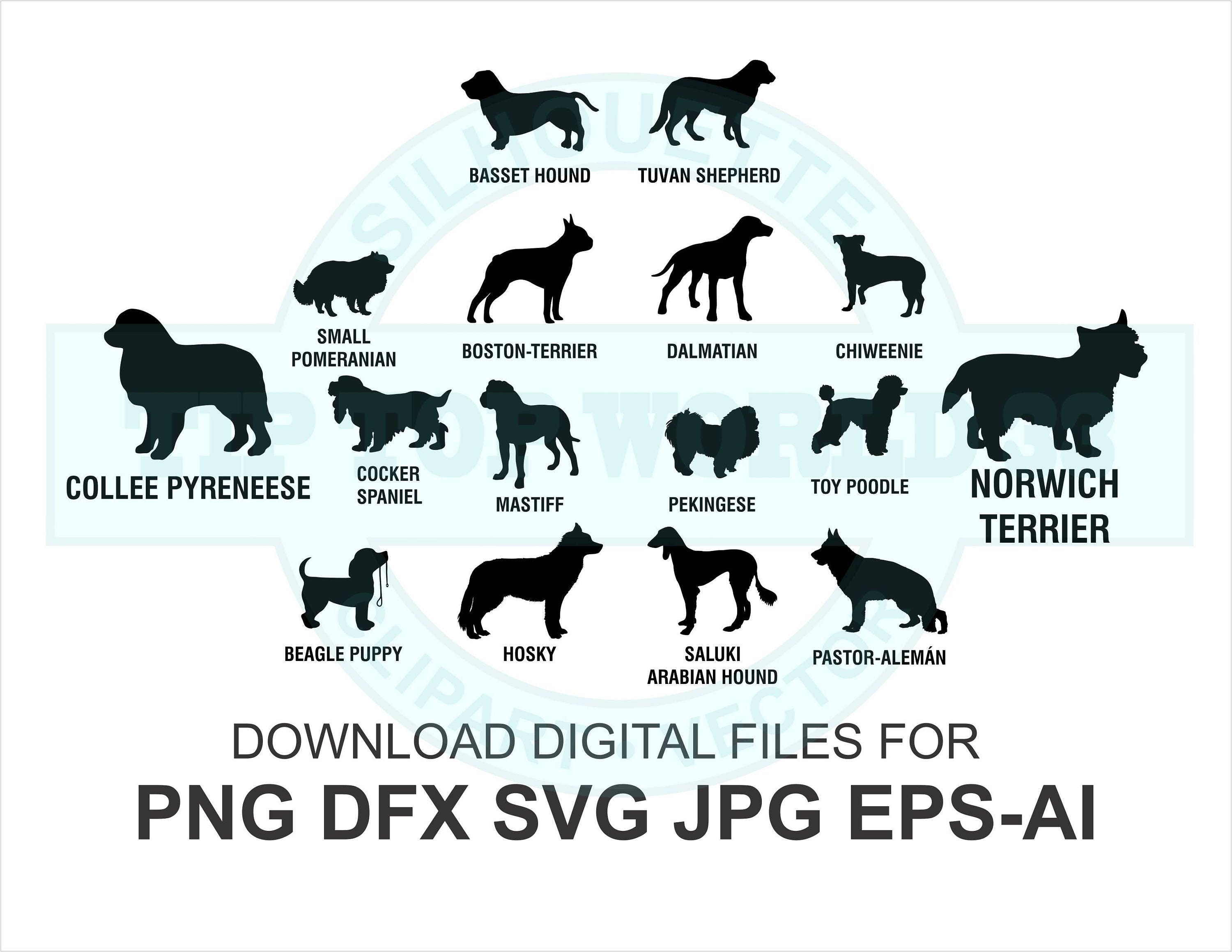 Dog Silhouette SVG, Dogs Clipart, Silhouette for Cutting Machine ...