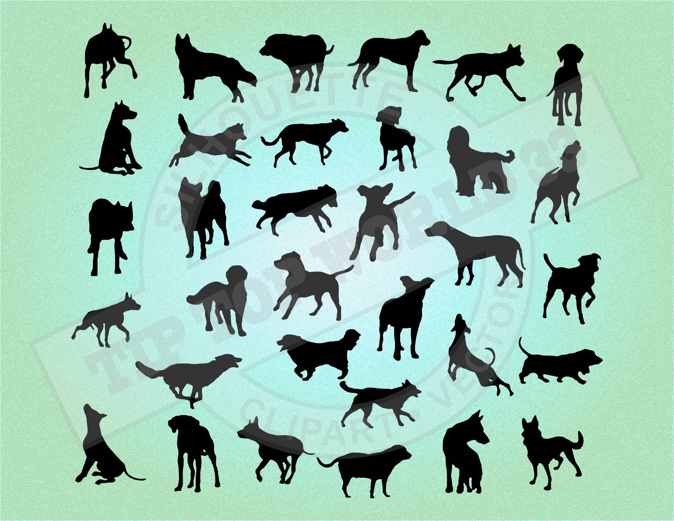 Dog Silhouette SVG, Dogs Clipart, Silhouette for Cutting Machine, Dog ...