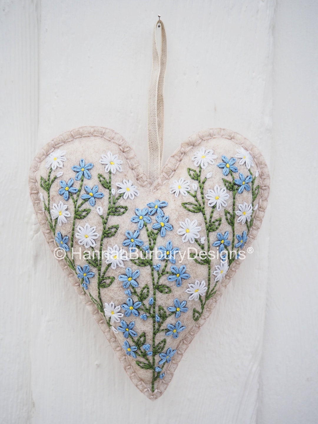 Camille Hanging Heart Hand Embroidery Kit by Hannah Burbury Designs ...