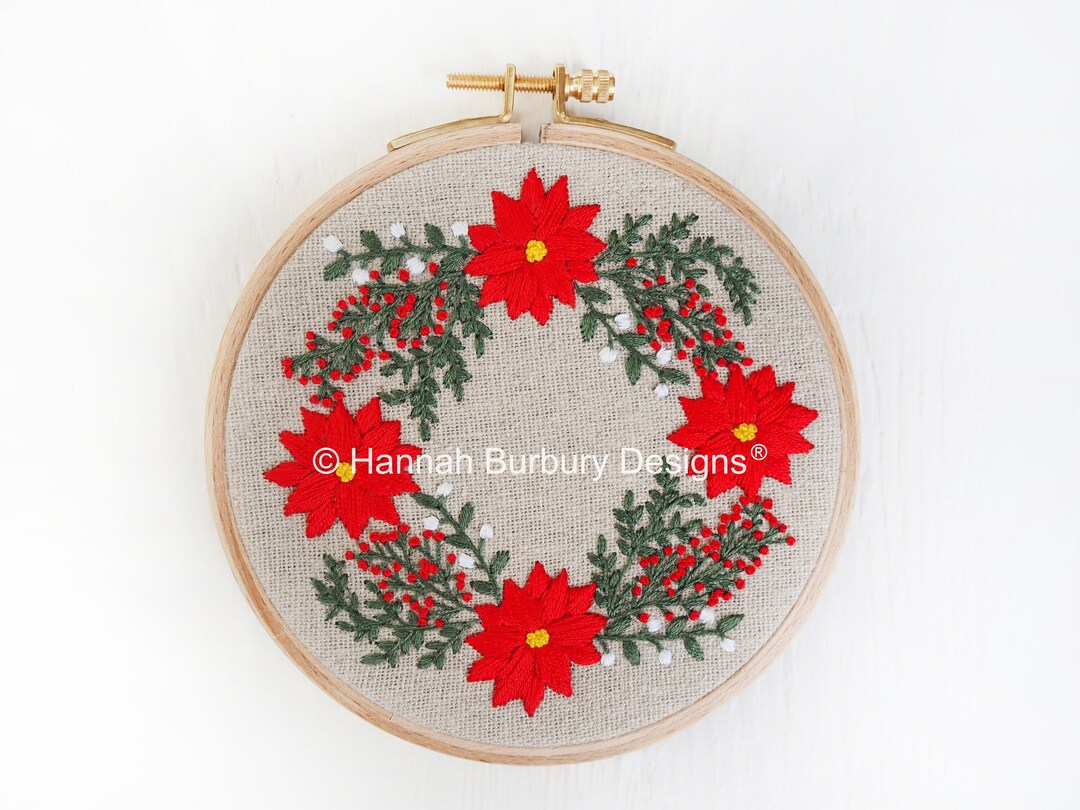 Lucia Hand Embroidery Kit by Hannah Burbury Designs® - Poinsettia ...