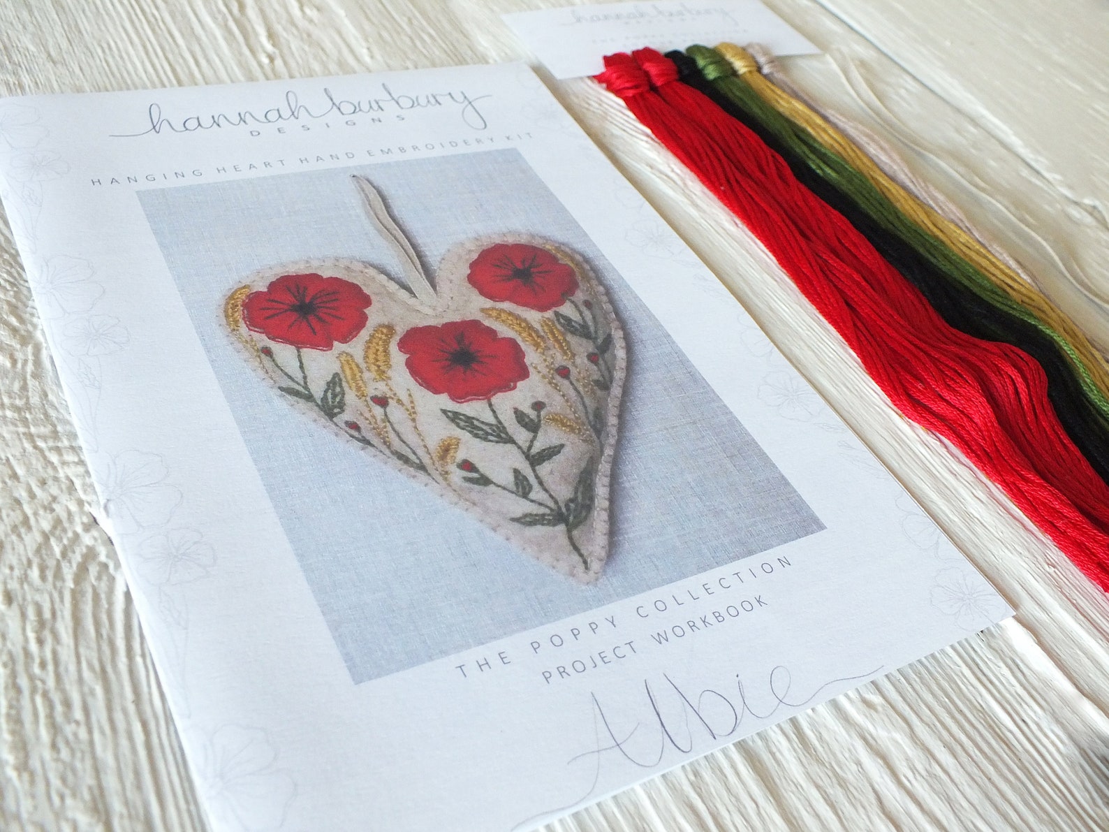 Albie Hand Embroidery Kit Poppy Hanging Heart DIY - Etsy