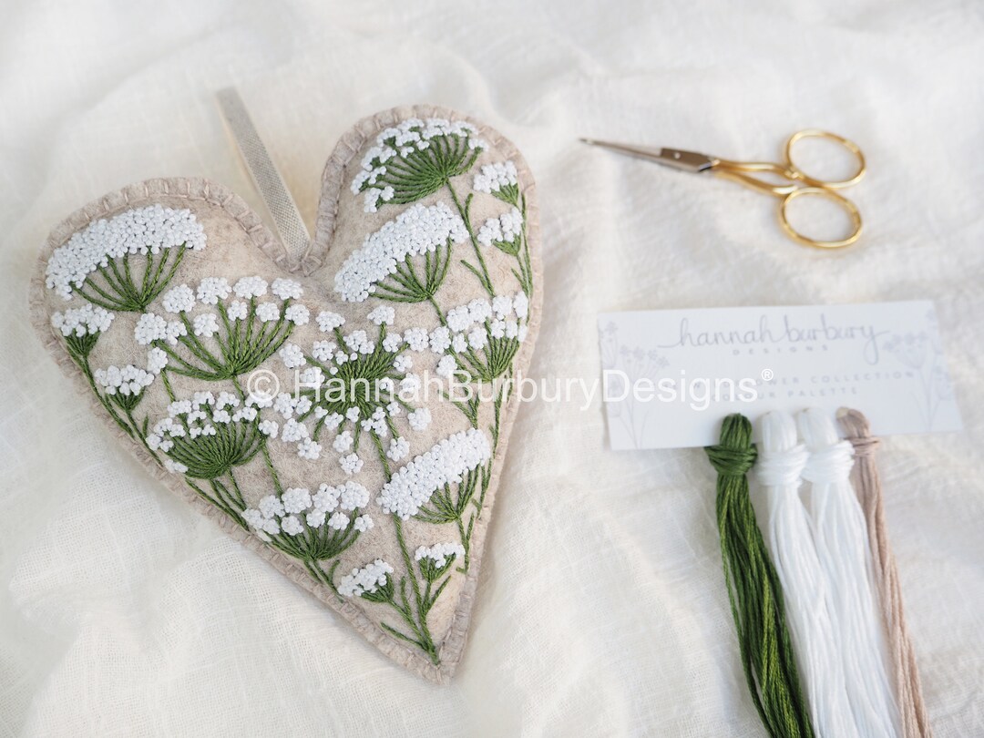 Flora Hanging Heart Embroidery Kit by Hannah Burbury Designs® - Wildflower Design - DIY ...