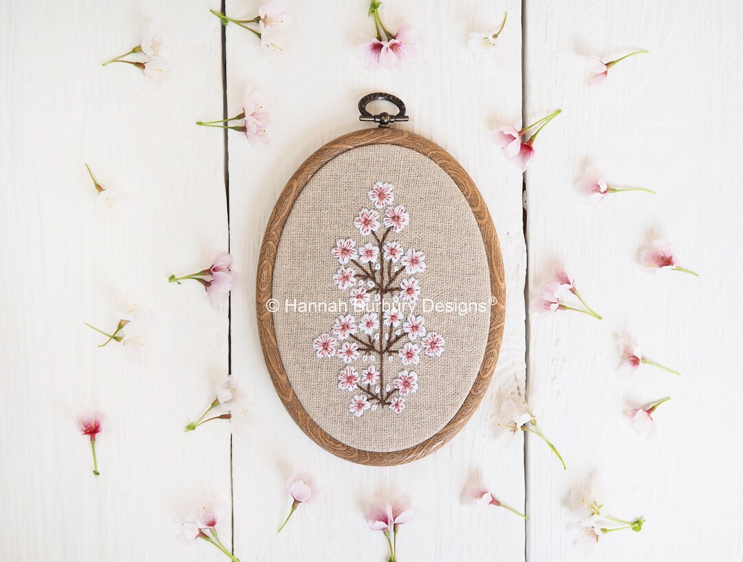 Bertie Hand Embroidery Kit by Hannah Burbury Designs® - Blossom Flower Design - DIY Embroidery ...