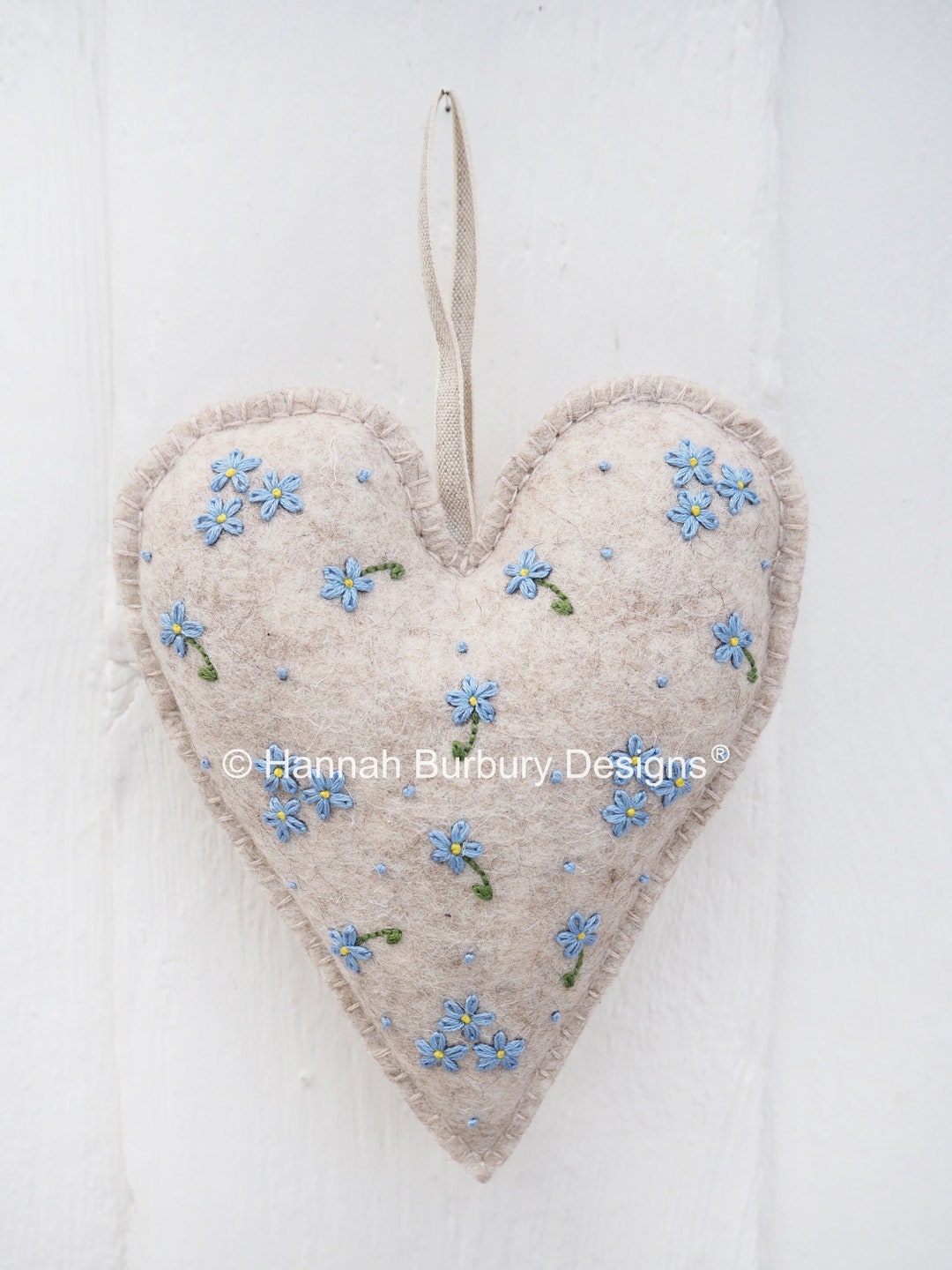Beatrice Hanging Heart Hand Embroidery Kit by Hannah Burbury Designs ...
