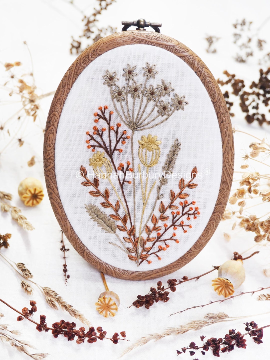 Sienna Hand Embroidery Kit by Hannah Burbury Designs® - Autumn Flowers ...
