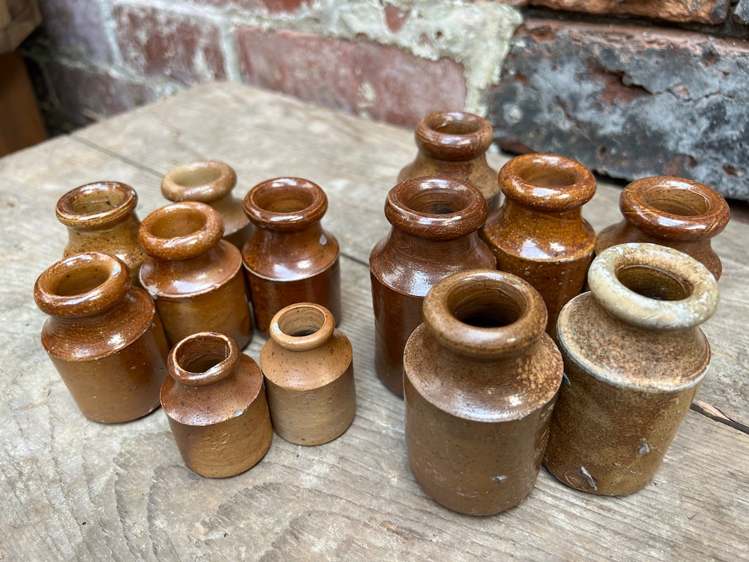 Stoneware Pots | 1890's | Antique Cream Pots | Blacking Polish | Ink ...