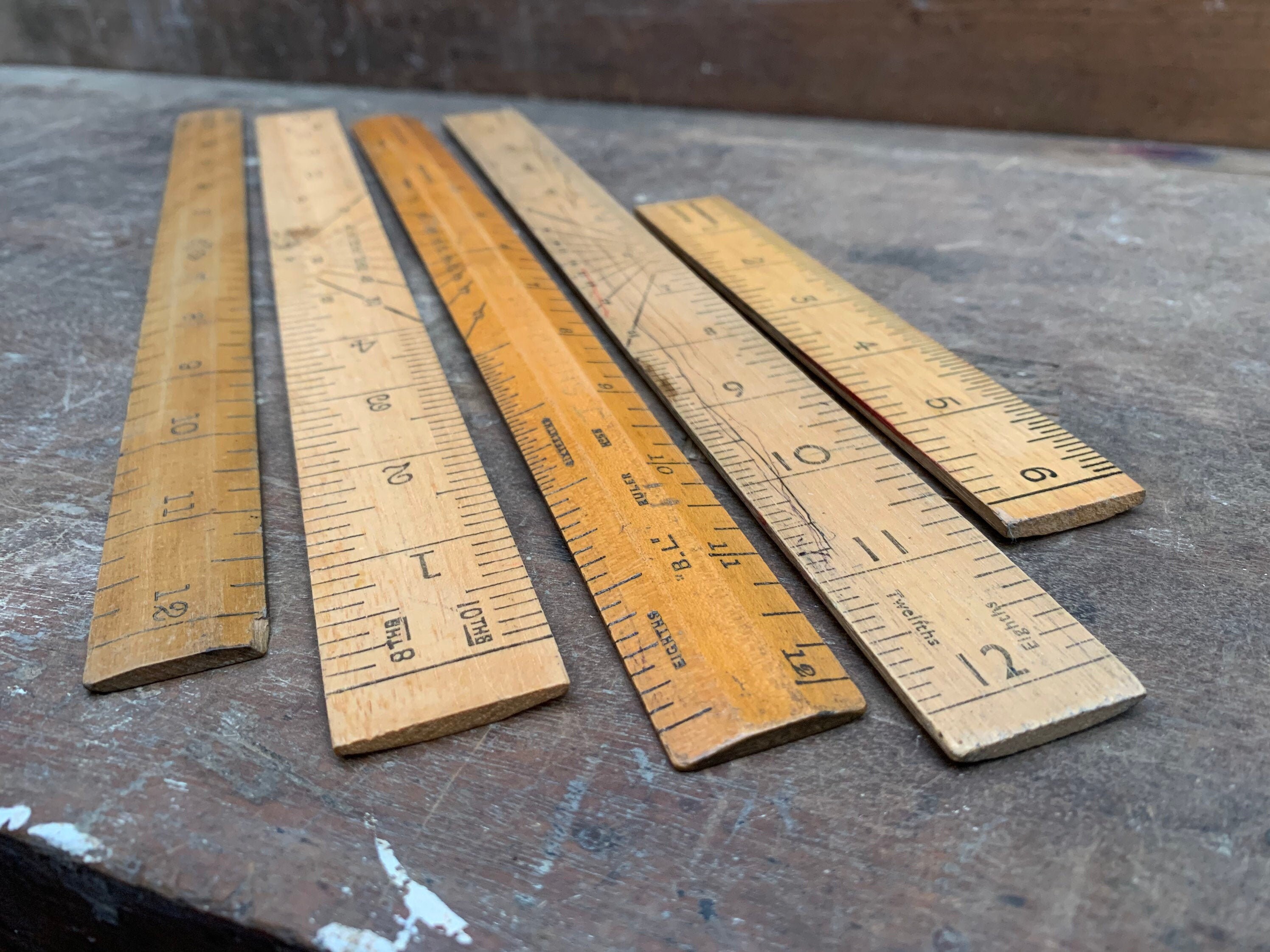 Vintage Wooden Rulers 1960's School Stationery Made | Etsy