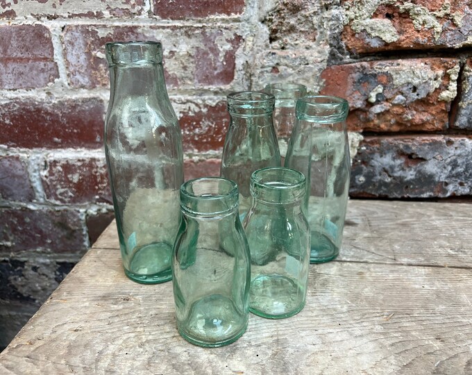 Victorian Glass Milk Bottles 1890's Antique Glass Pickle Jars Hand ...