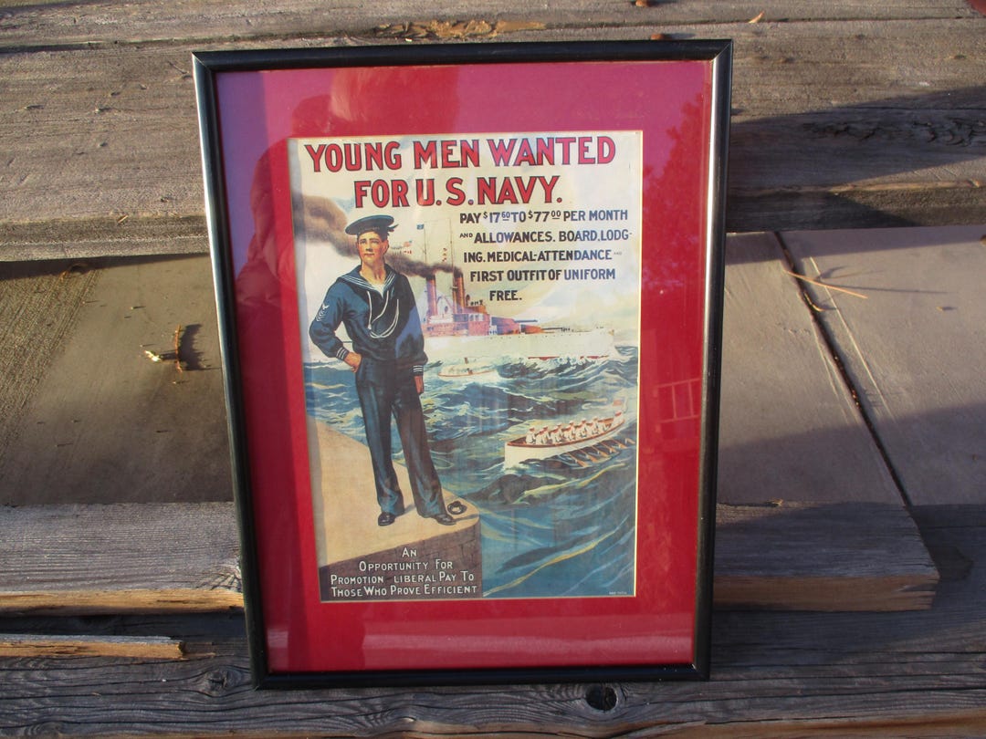 1917 Navy Recruiting Poster, Young Men Wanted for U.S. Navy, May Be ...