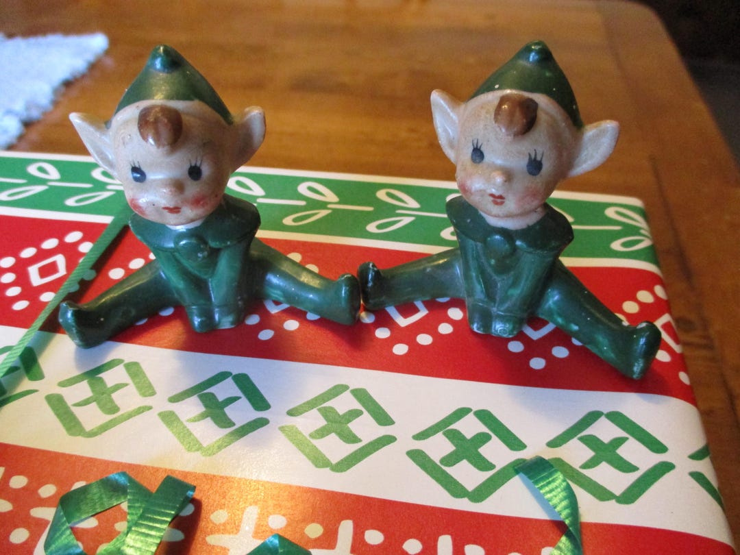 Two Vintage Ceramic Christmas Elves, Made in Japan, Nat. Sup. Co ...