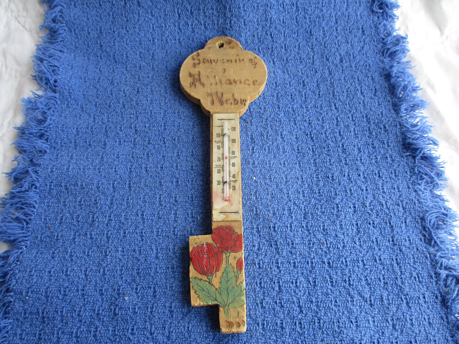 1930's Handmade Wooden Thermometer Souvenier of Alliance - Etsy