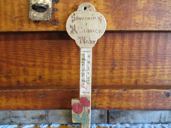 1930's Handmade Wooden Thermometer Souvenier of Alliance - Etsy