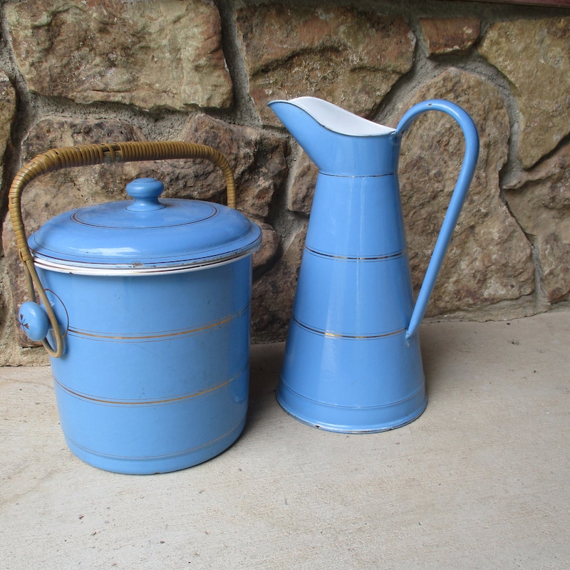 French Enamelware Pitcher - Etsy