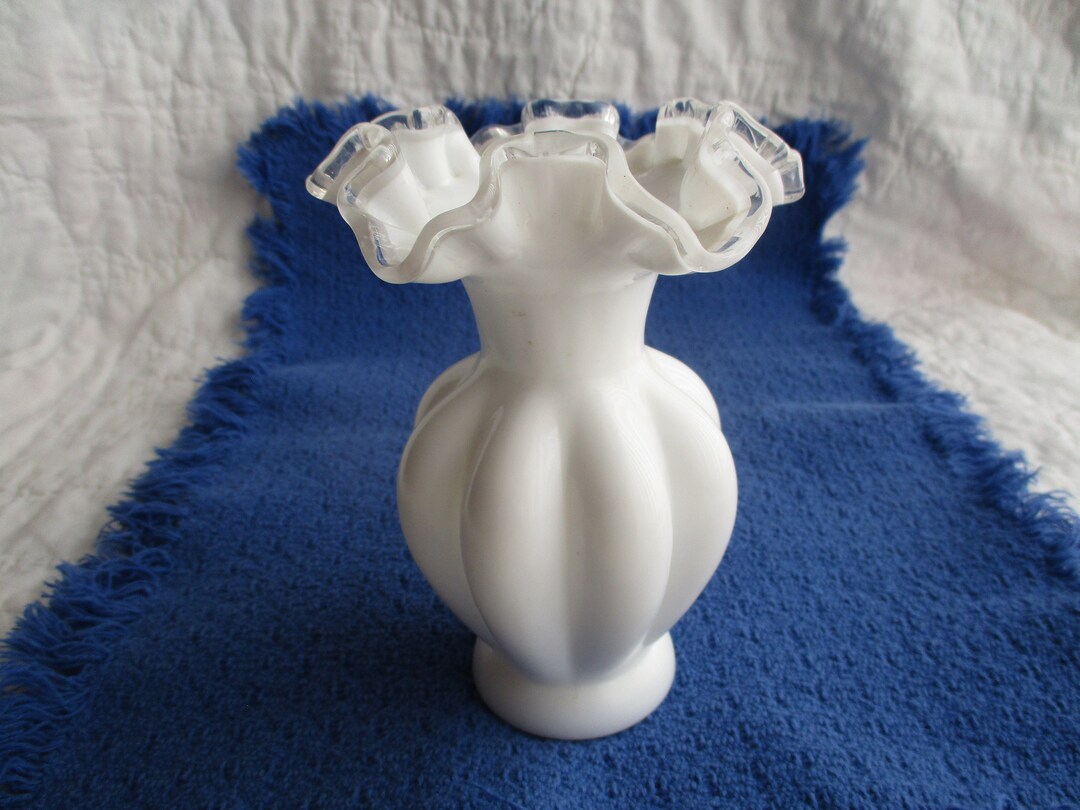 Fenton Silvercrest Vase, Has a Chip and Small Crack 5 1/2 Inches Tall ...