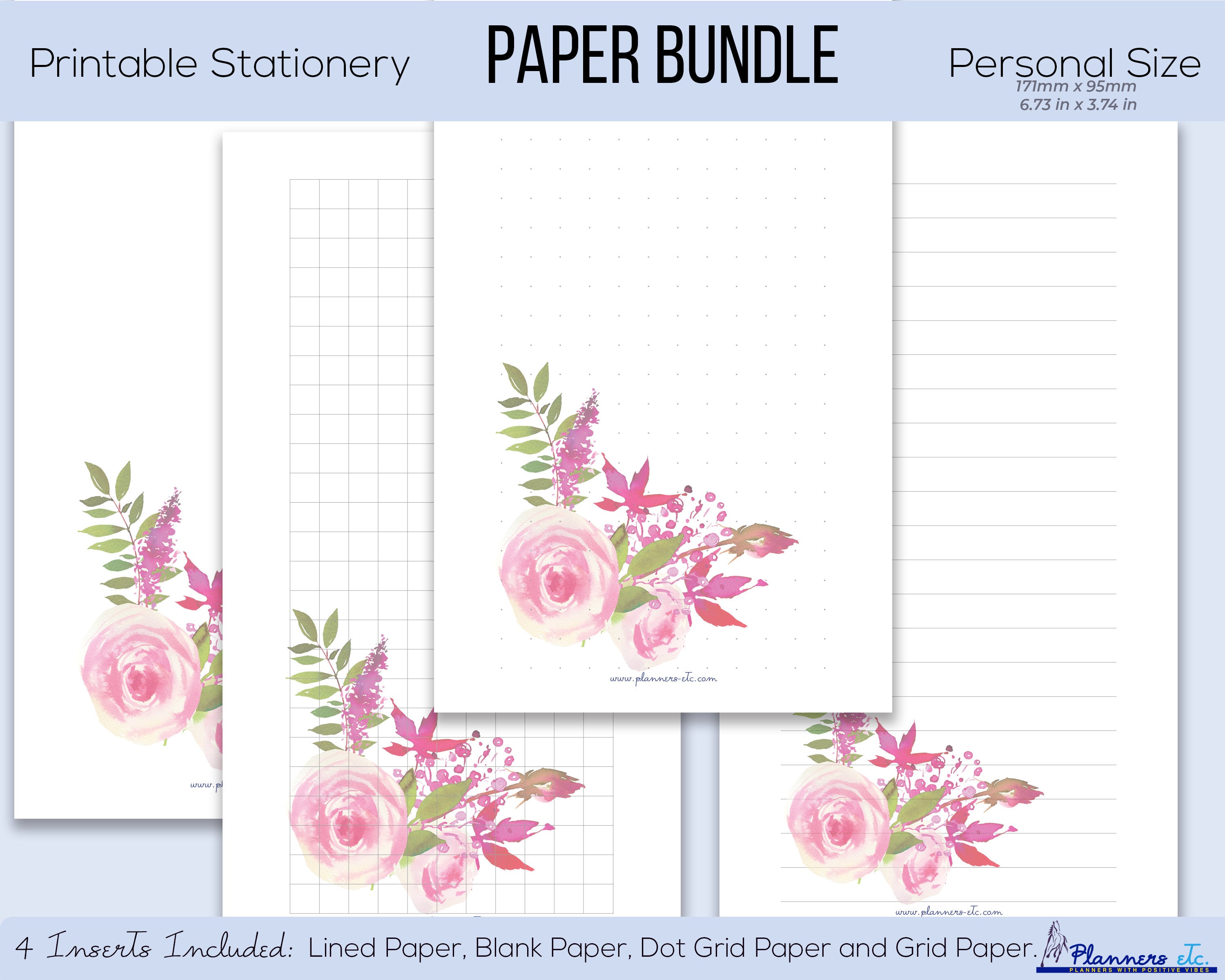 Printable Stationery Bundle Floral Notes Paper Printable | Etsy