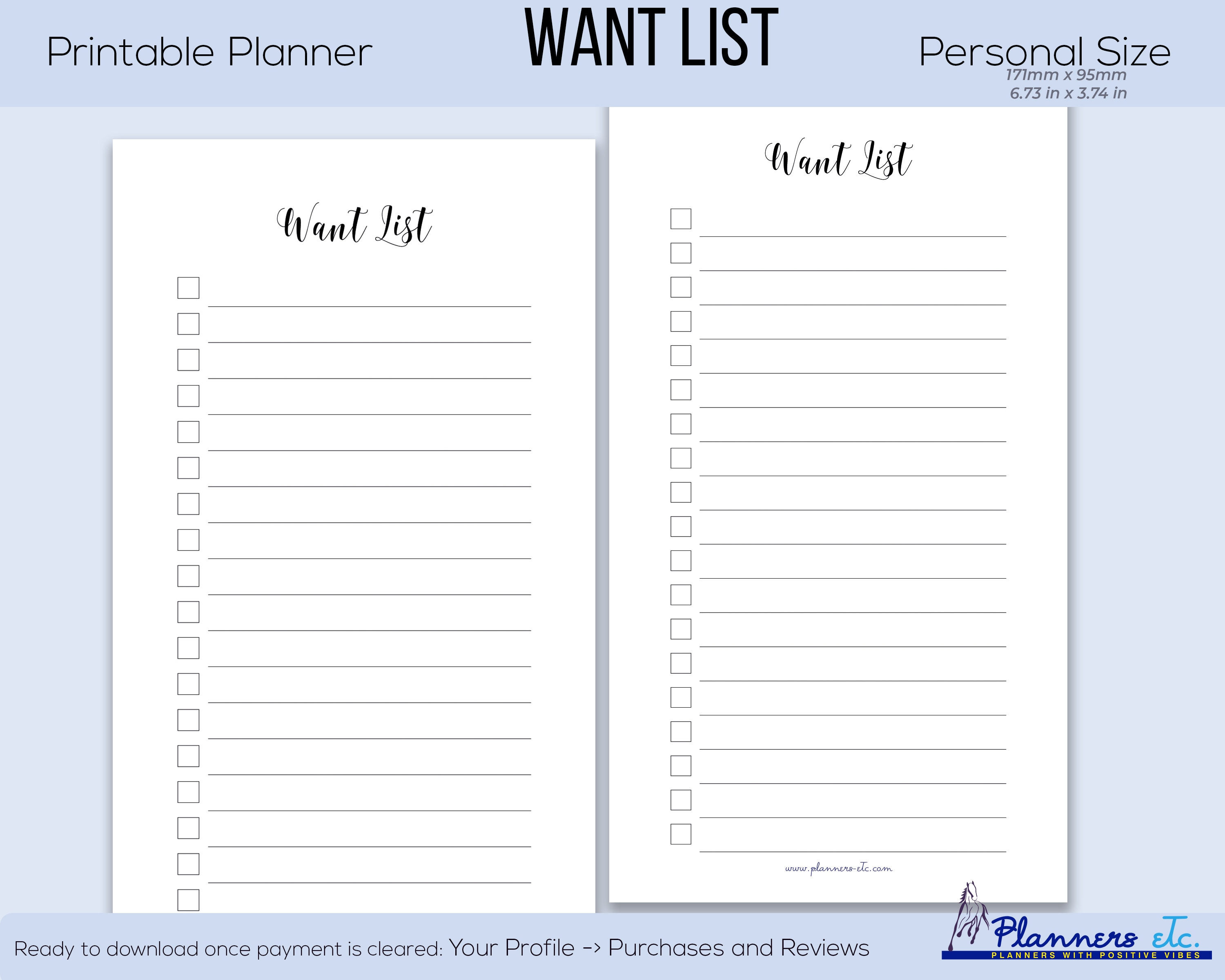 Printable Want List Wish List Shopping List Printable - Etsy