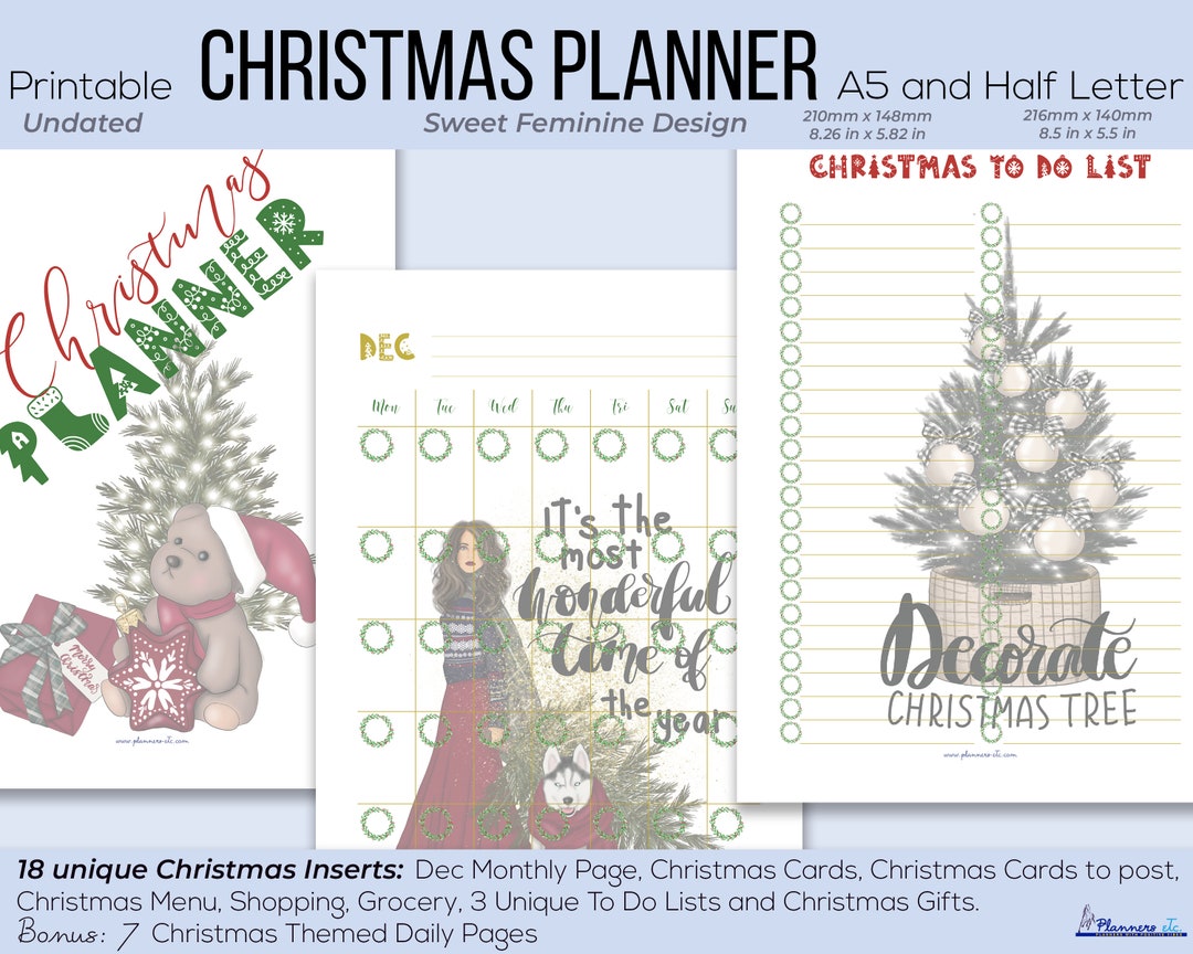 Printable Christmas Planner A5 Printable and Half Letter Christmas ...