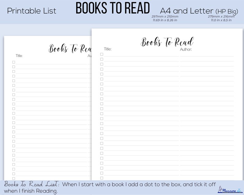 Printable Reading Tracker, Reading Wishlist, Bookshelf, Books to Read ...