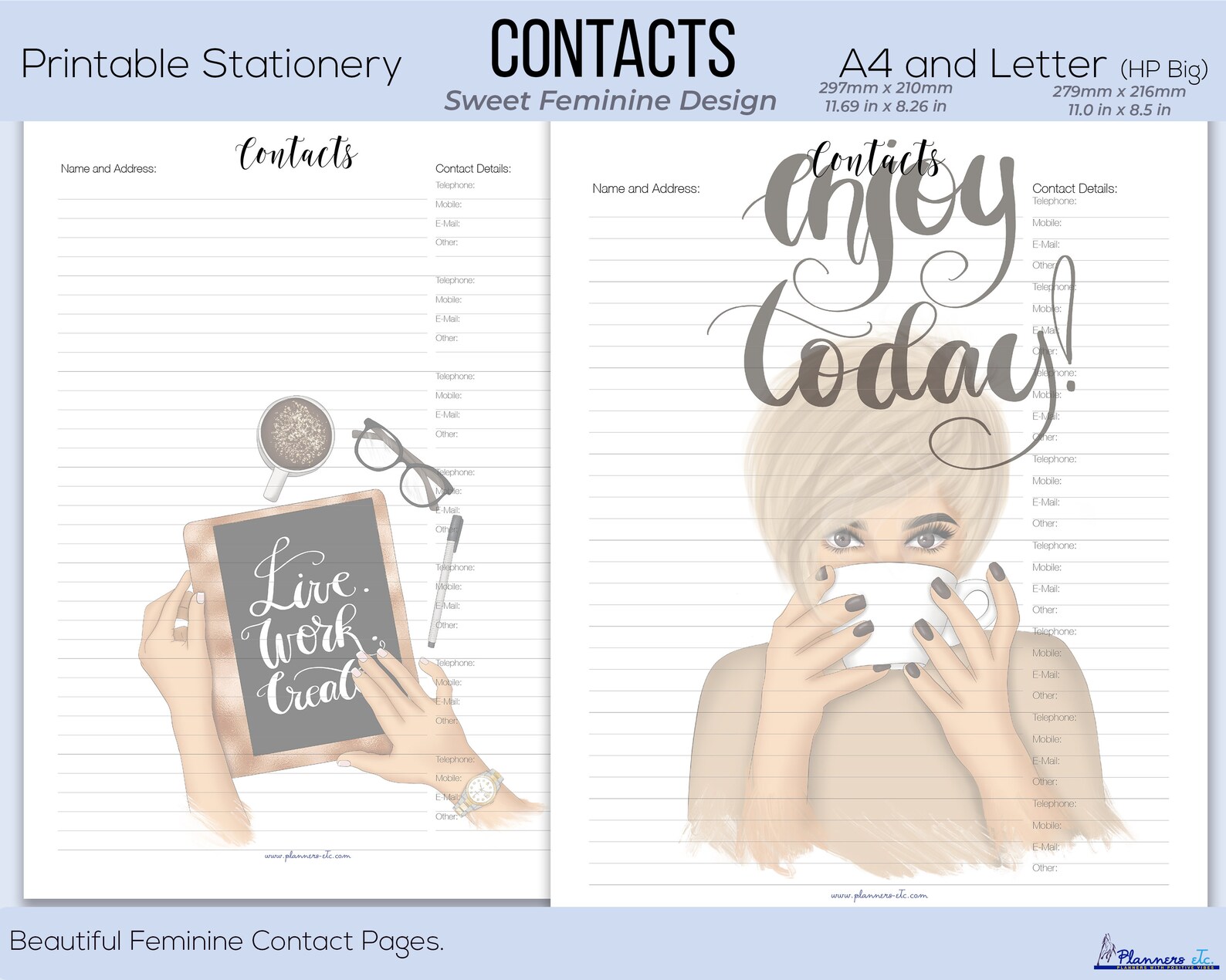 Contacts List A4 and US Letter Contacts Page - Etsy