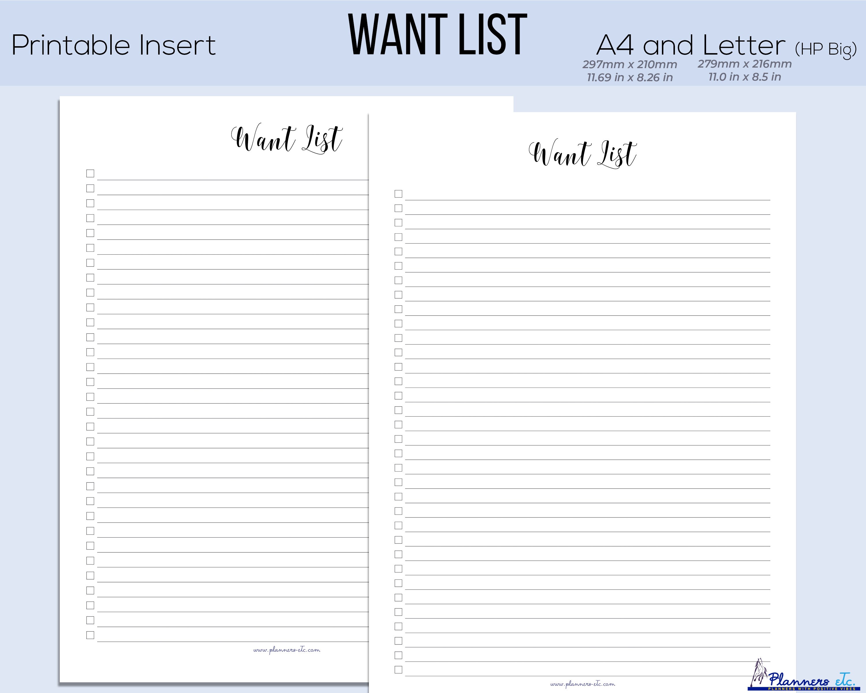 Want List To Buy Wish List Birthday Want List Happy | Etsy