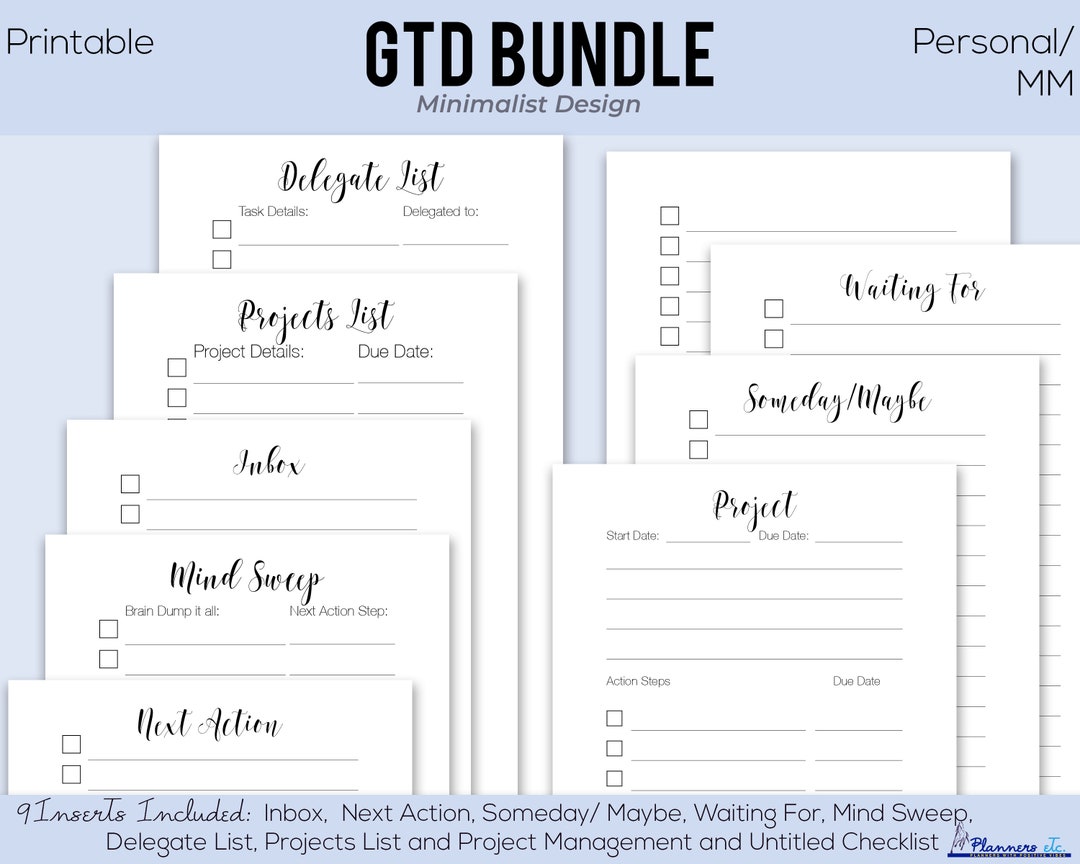 GTD Printable, GTD, Getting Things Done, Getting Things Done Printable ...