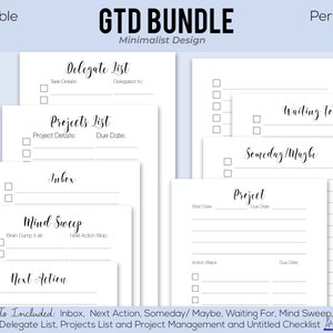 Getting Things Done Printable A5 Planner Kit, GTD Half Letter Printable ...