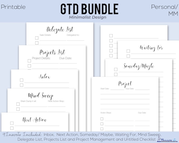 GTD Printable GTD Getting Things Done Getting Things Done | Etsy
