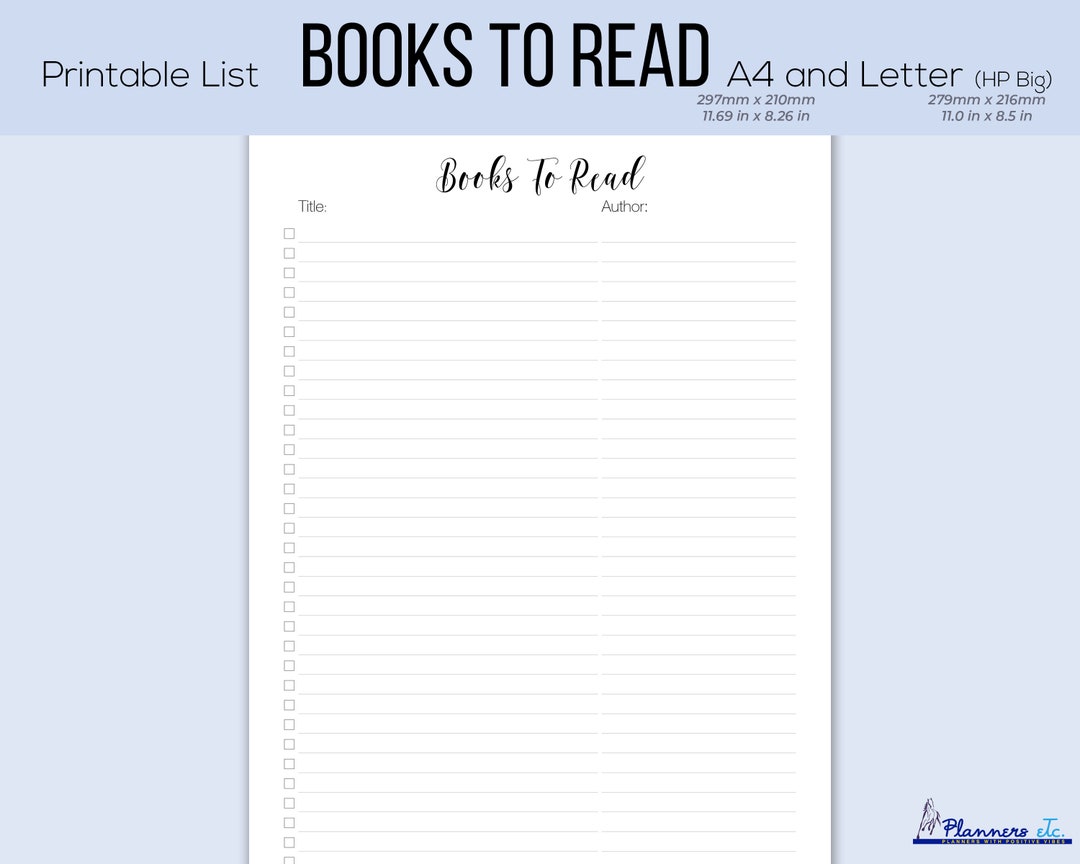 Printable Reading Tracker, Reading Wishlist, Bookshelf, Books to Read ...