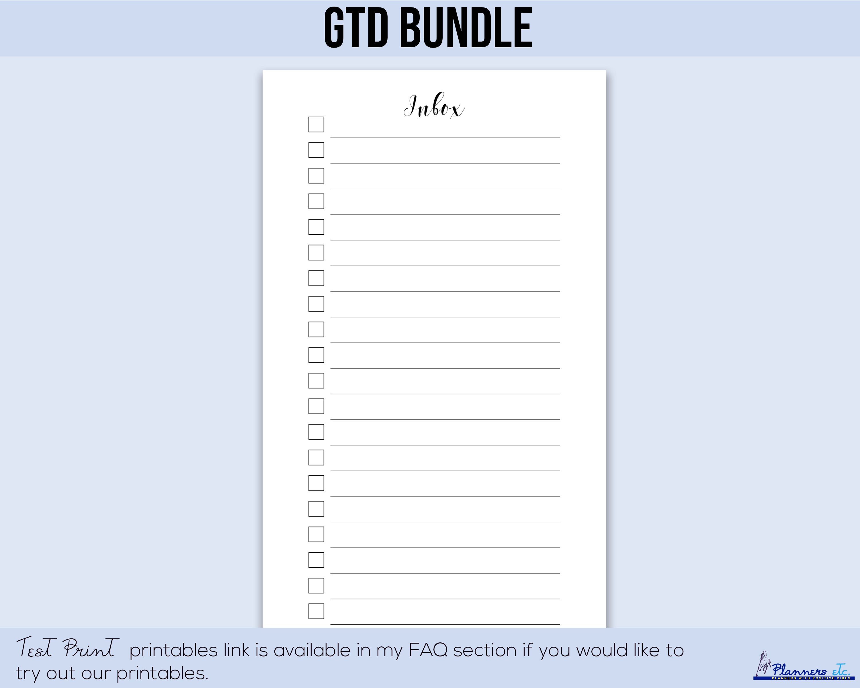 GTD Printable, GTD, Getting Things Done, Getting Things Done Printable ...