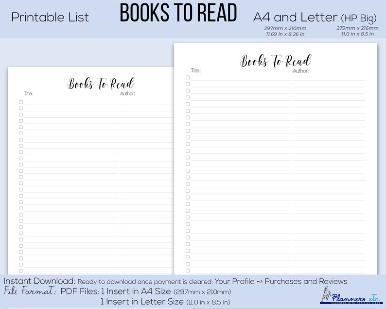 Printable Reading Tracker, Reading Wishlist, Bookshelf, Books to Read ...