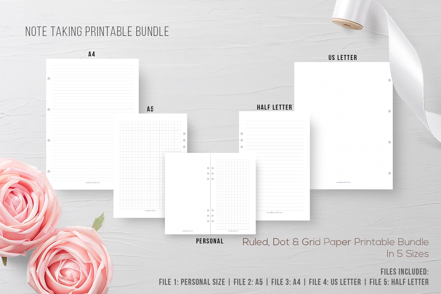 Note Taking Bundle Lined Paper Printable Dot Grid Graph - Etsy