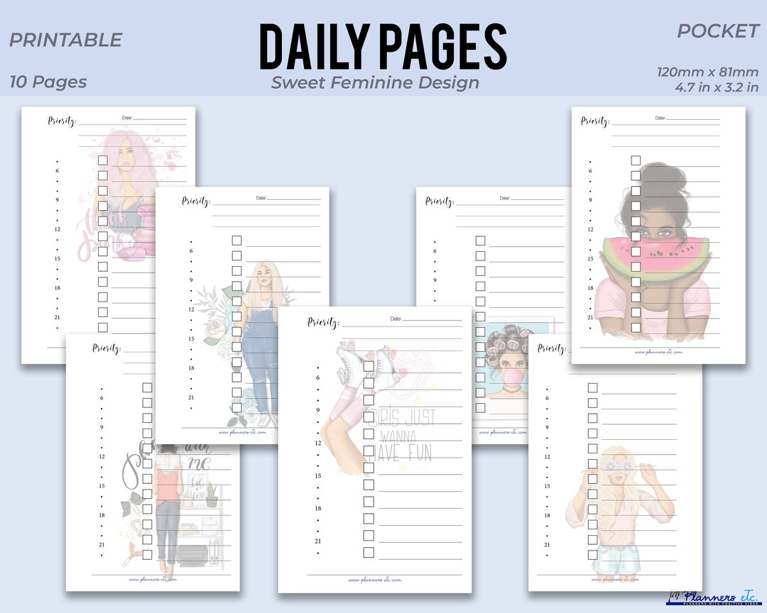 Daily Pages for Printable Pocket Planner - Etsy