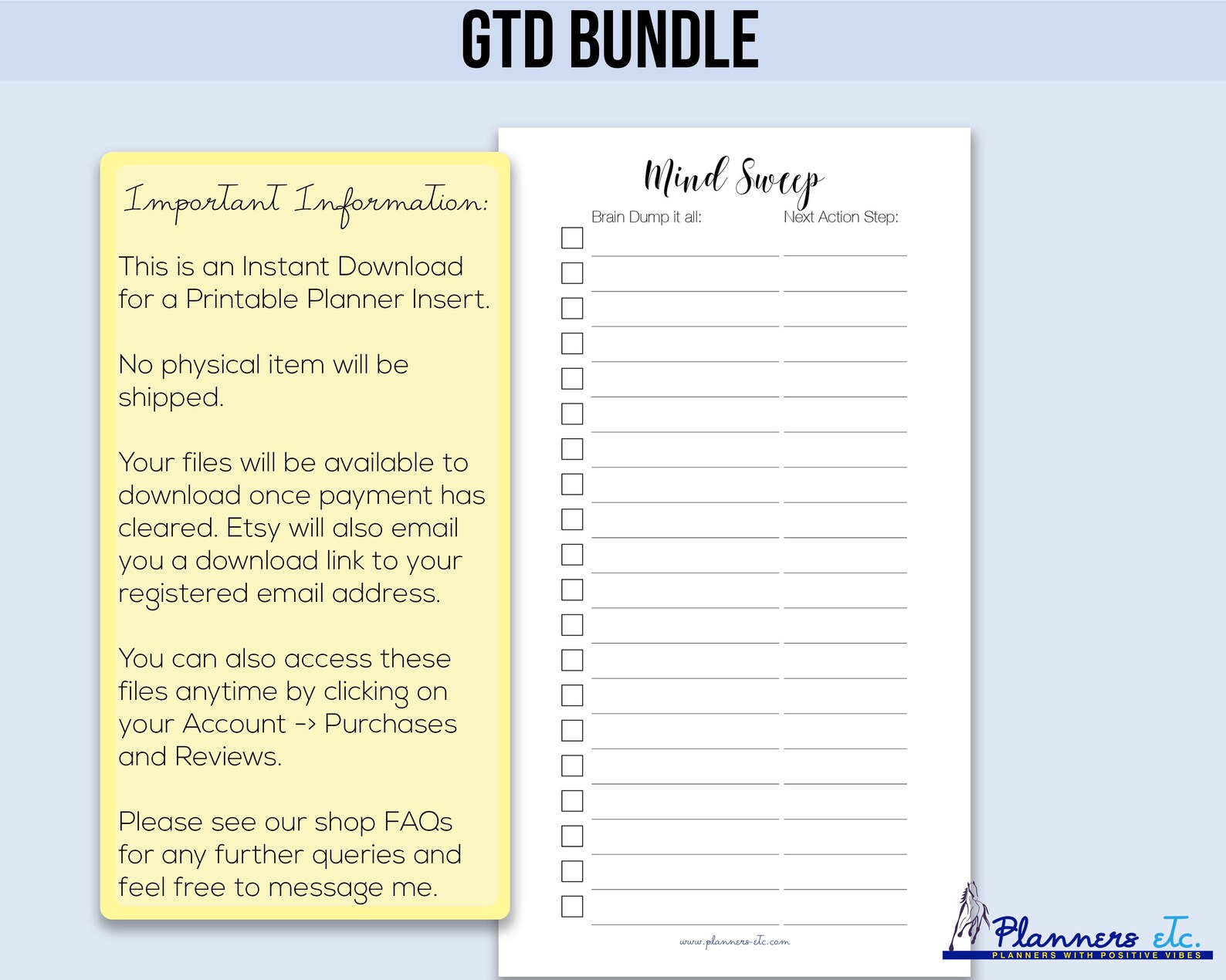 GTD Printable, GTD, Getting Things Done, Getting Things Done Printable ...